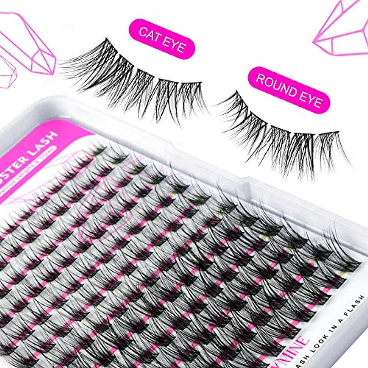 Lash Clusters 144pcs CAELYMINE DIY Lash Extension for Beginners, D Curl Cluster Lashes Soft Lash Extension Clusters 3D Cosplay Eyelash Cluster Extensions Reusable(CDD01)
