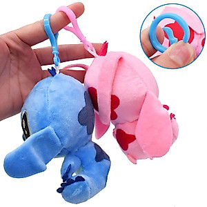 EIDANZ 2Pcs Lilo Stitch Plush Toys, 12cm Stuffed Keychain and Bag Clip Toy, Lilo Stitch Plush Toys, Lilo Plush Set, Cute Soft Gifts for Kids;