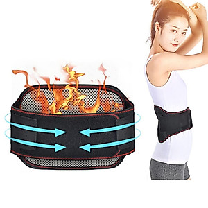 ZFF Self-Heating Waist Brace Belt Magnetic Back Brace Belt Heated Lumbar Support for Lower Back Pain Relief Muscle Injury Herniated Disc for Men and Women (Color : Black, Size : M/Medium)