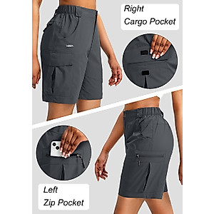Viodia Women's 7" Hiking Cargo Shorts with Pockets Quick Dry Lightweight Shorts for Women Golf Casual Summer Shorts Steel Grey