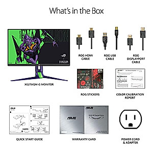ASUS ROG Strix 27” 1440P EVA Edition HDR Gaming Monitor (XG27AQM-G) - QHD (2560 x 1440), Fast IPS, 270Hz, 0.5ms, Extreme Low Motion Blur Sync, G-SYNC Compatible, Eye Care, DisplayPort, HDMI, USB,BLACK