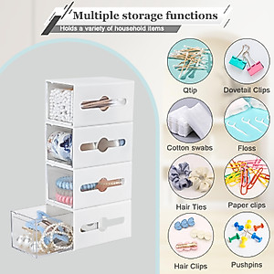 WCHOSOZH 4PCS Wall Mounted Qtip Holder Containers, Bathroom Organizers and Storage for Cotton Ball, Mini Wall Storage Double-Sided Drawer, for Swabs, Lipsticks Floss, No Drilling