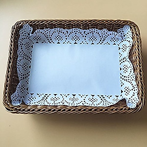 DECORA 9X6.5 Inch Rectangle White Paper Doilies for Birthday Party Wedding Tableware Decoration,Pack of 200