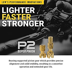 Lew's Team Elite-Ti Baitcast Reel, 10+1 Stainless Steel Ball Bearings, 7.5:1 Gear Ratio, Right-Hand Retrieve, Titanium Gray/Gold