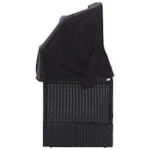 vidaXL Patio Sofa with Canopy and Cushion Garden Sunlounger Seating Sun Lounge Bed Daybed Yard Balcony Outside Poly Rattan Brown Poolside Yard Home