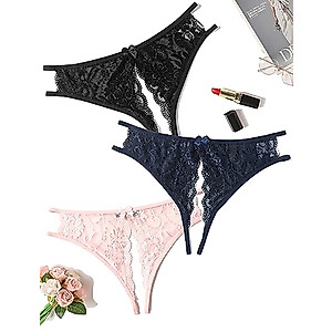 Avidlove Sexy Thongs for Women Lace Panty Underwear T-back Tangas for Ladies 3 Pack