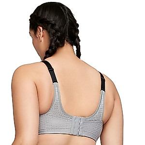 Full Figure Plus Size Custom Control Sports Bra Wirefree #1166 Black/Grey 46D