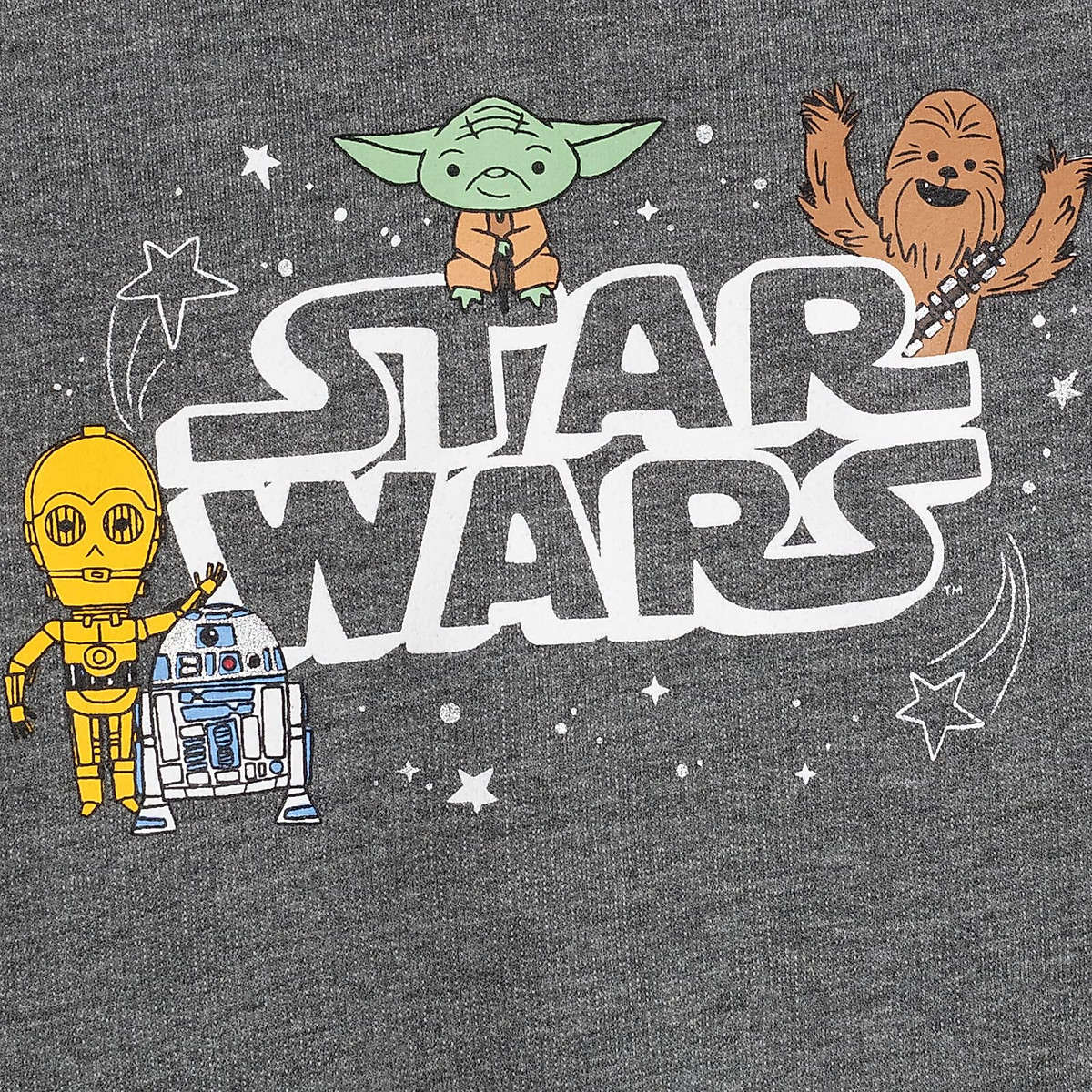 STAR WARS R2-D2 Yoda Chewbacca Newborn Baby Boys Short Overalls Graphic T-Shirt and Hat 3 Piece Outfit Set Grey 3-6 Months