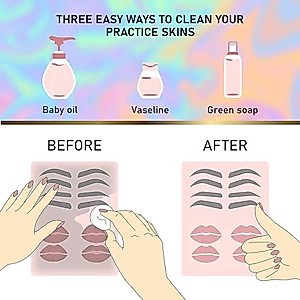 6 pcs Microblading Practice Skin - Inkless Double Sided Practice Skin For Eyebrow Tattoos - Fake Skin Sheets - Microblading Supplies - Microshading Kit - PMU Supply