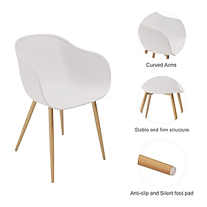 Arm Modern Chairs with Metal Legs for Living, Bedroom, Kitchen, Dining,Lounge Waiting Room, Restaurants, Cafes, Set of 2…