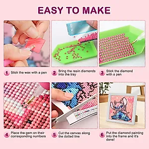 VINDIJA 5D Diamond Painting Kits for Kids Adults with Wooden Frame,Grinch DIY Full Drill Diamond Gem Art for Kids, Art and Crafts for Kids Ages 6-8-10-19 Girls Boys for Birthday