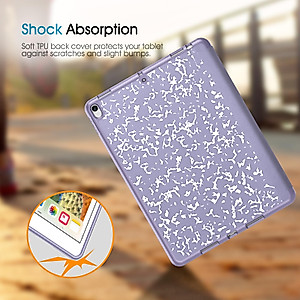 Fintie SlimShell Case for iPad Air 3rd Gen 10.5" 2019 / iPad Pro 10.5 Inch 2017 with Built-in Pencil Holder - Lightweight Smart Stand Soft TPU Back Cover, Auto Wake/Sleep (Composition Book Lilac)