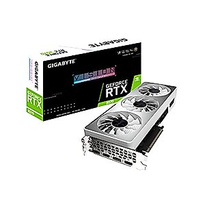 Gigabyte GeForce RTX 3070 Vision OC 8G (REV2.0) Graphics Card, 3X WINDFORCE Fans, LHR, 8GB 256-bit GDDR6, GV-N3070VISION OC-8GD REV2.0 Video Card