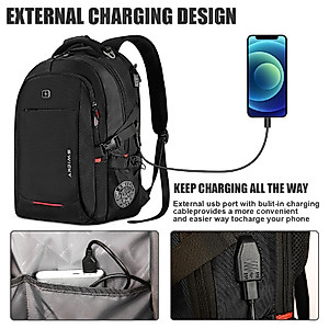 star cloud SC 17.3 Inch Business Laptop Backpack - Anti Theft Water Resistant Bookbag with USB Charging Port - Durable College School Daypack for Men Women, Black