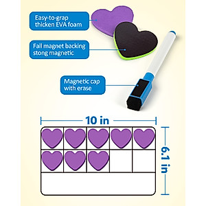 Coogam Magnetic Ten Frame Set, Math Manipulative Games for Kids with 6 Ten Frames 60 Magnetic Math Counters, Montessori Educational Toy Gift for Preschool Kindergarten 3 4 5 Year Old Toddlers