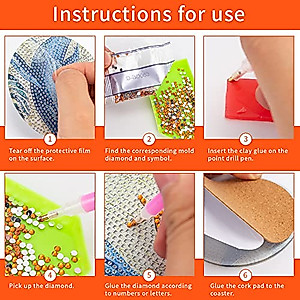 8 Pcs Diamond Painting Coasters, Flowers Diamond Art Car Coasters for Cup Holder, 2.8 Inches Flowers Diamond Art Coasters for Drinks, Small Diamond Painting Kits Supplies, DIY Crafts for Adults Kids