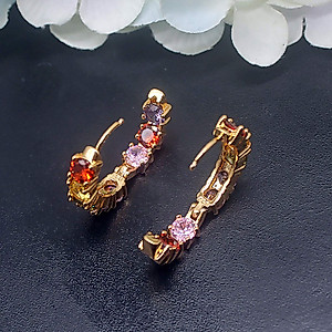 Women Silver Earrings Rose Gold Earring Garnet Peridot Amethyst Morganite Ideal Gift Choice (Rose gold earrings)