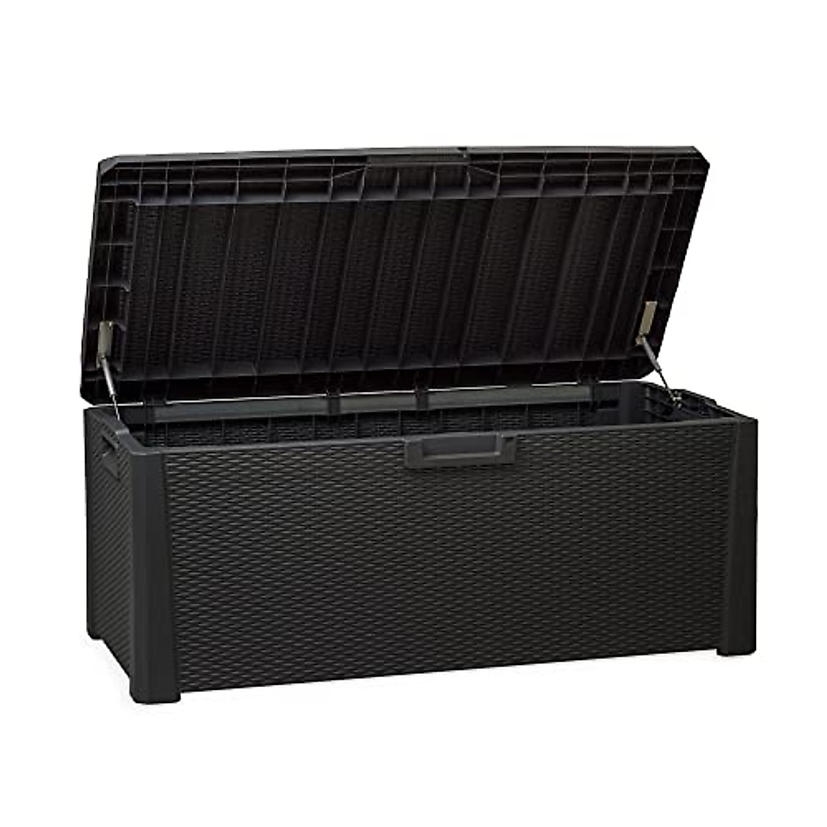 Toomax Z156RD97 Santorini Plus Lockable Deck Storage Box Bench for Cushioned Outdoor Pool Patio Garden Furniture & Indoor Toy Bin Container, 145 Gallon (Anthracite)