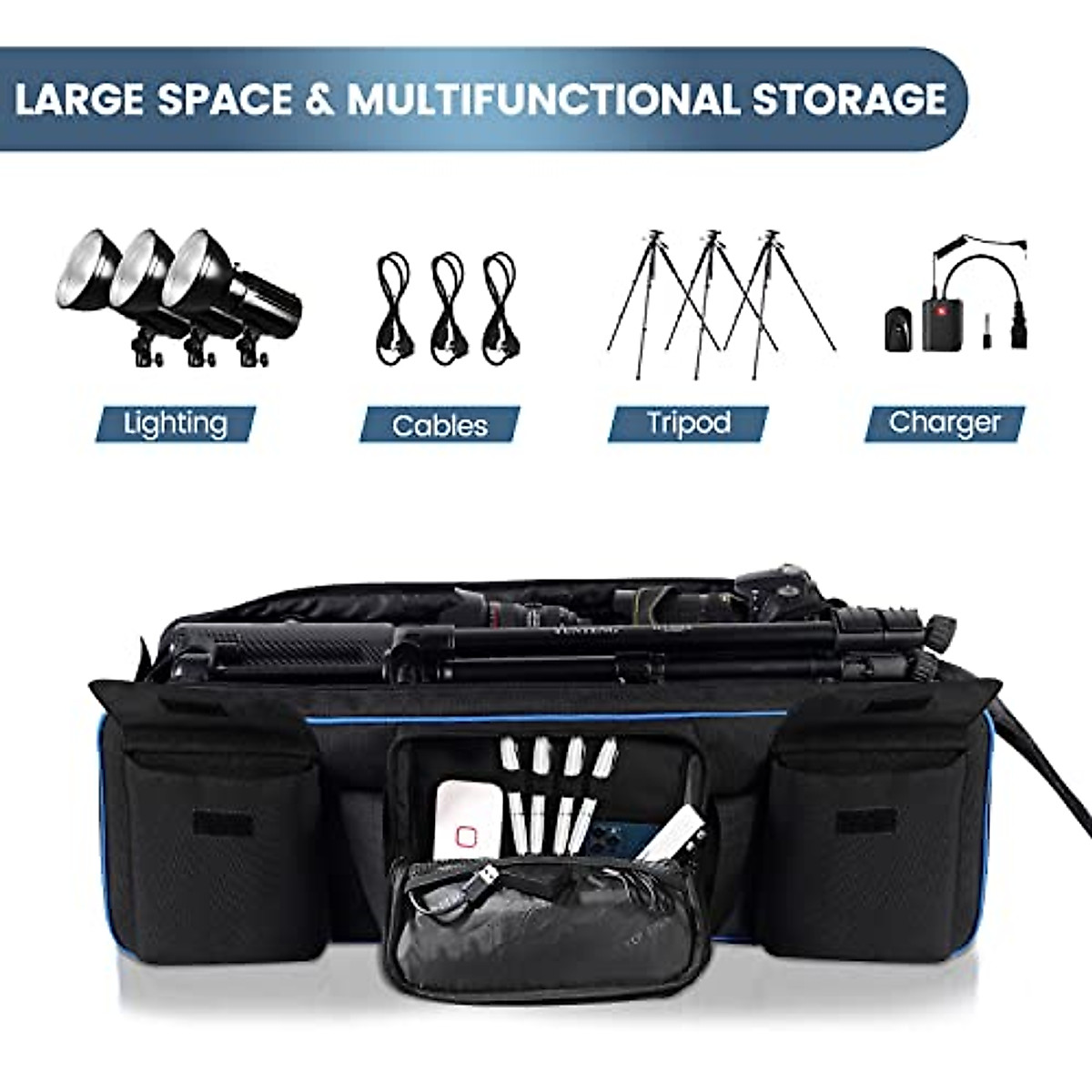 YOREPEK Tripod Carrying Case Bag, Light Stand Bag with 2 Protective Padding, 30.5" Large Photo Studio Equipment Case for Tripods, Monopods, Speaker Stands, Boom Stands, Camcorder, Mic Stands, Travel