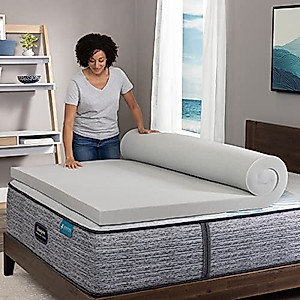 Beautyrest Black Diamond Cooling, Pressure-Relieving Memory Foam Mattress Topper, King, 3-Inch, Grey
