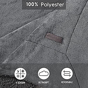 Eddie Bauer Ultra-Plush Collection Throw Blanket-Reversible Sherpa Fleece Cover, Soft & Cozy, Perfect for Bed or Couch, Smoke Grey