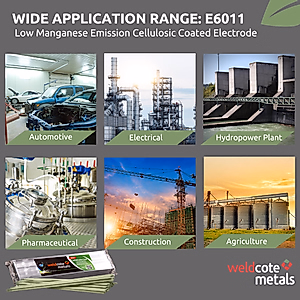 Weldcote Metals E 6011 Welding Rod 1/8" 5 Lbs, Low Manganese Emission Patented Stick Welding Rods for Safer Welding, Carbon Steel Stick Electrodes - Made in Israel