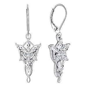 JO WISDOM Women Arwen Evenstar Earrings,925 Sterling Silver Leverback Dangle & Drop Earrings with 5A Cubic Zirconia,Elvish Jewelry for Women