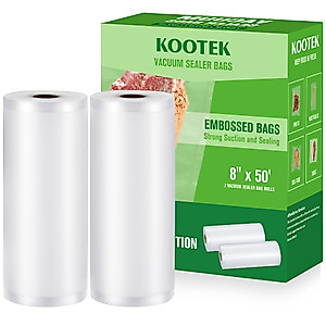 Kootek Vacuum Sealer Bags for Food, 8 in x 50 ft 2 Rolls Vacuum Seal Bag Rolls, Commercial Grade, BPA Free, Vac Freezer Bags for Food Storage, Meal Prep or Sous Vide