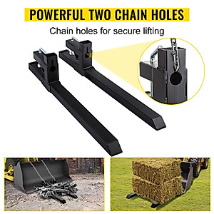 VEVOR Pallet Forks, 2000 Lbs Clamp on Pallet Forks 59" Total Length, Tractor Bucket Forks, Heavy Duty Pallet Forks for Tractor Attachments, Skid Steer, Loader Bucket