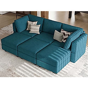 Belffin Modular Sofa Bed Modular Sectional Sleeper Sofa Convertible Sectional Couch Bed Set with Reversible Chaise Peacock Blue