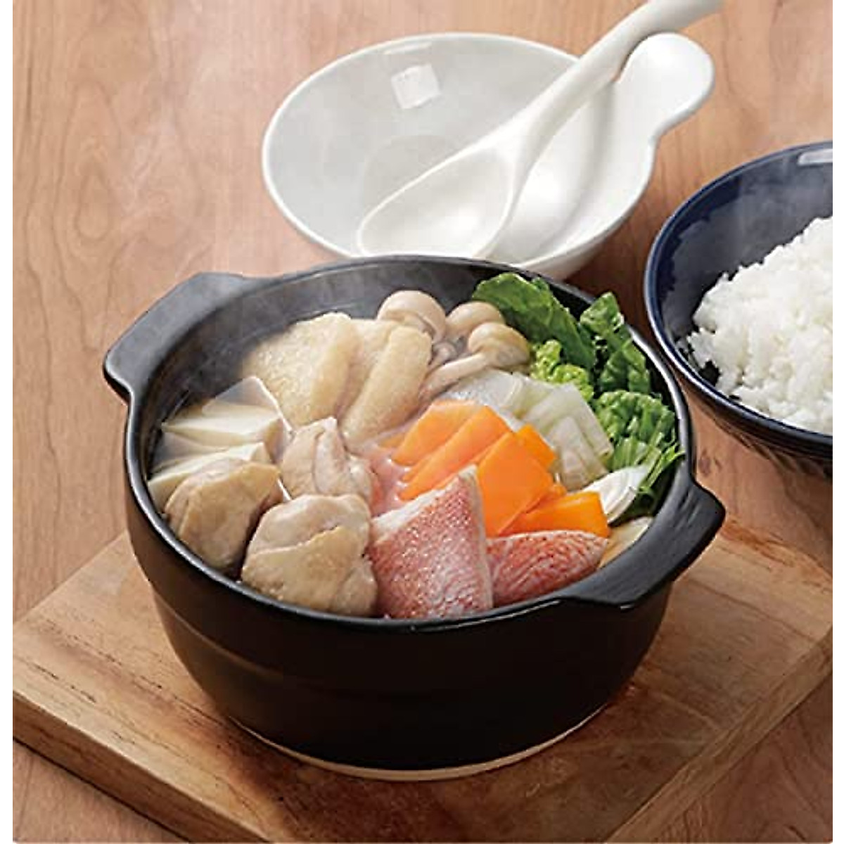 KAKUSEE-Kissui-Japanese Style Donabe Earthenware Clay Pot Hot Pot Rice Cooker, Small Size, for one serving