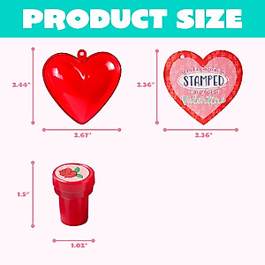 28 Pcs Kids Valentines Day Stampers Set Filled Hearts and Valentine’s Day Cards for Classroom Exchange, Kids Stampers Party Favors for Gift Exchange, Game Prizes and Carnivals Gift