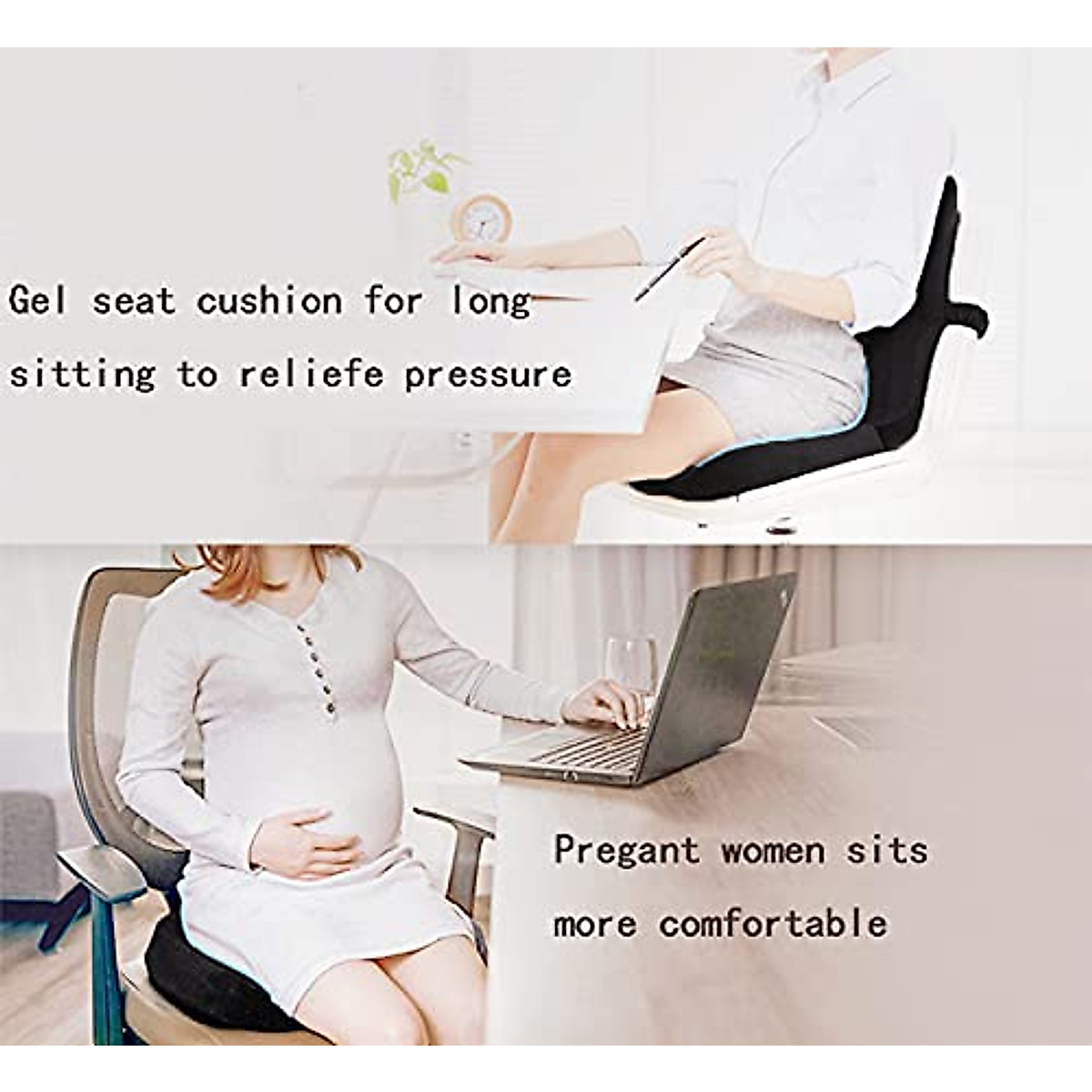 Sojoy Gel Seat Cushion for Office Chair Memory Foam Seat Pillow for Back Pain Relief,Gel Cushion for Office Chiar,Car,Home (18 x 14 x 3 inches)