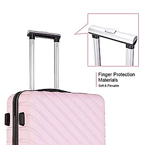 Apelila 4 Piece Luggage Sets,Travel Suitcase Spinner Hardshell Lightweight w/Free Suitcase Cover& Hanger (4PC Pink)