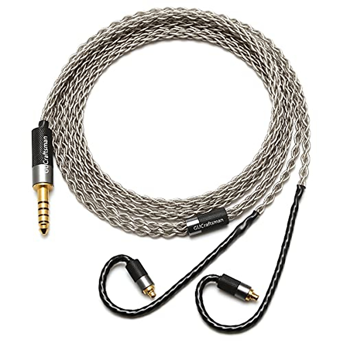 GUCraftsman 6N Single Crystal Silver Upgrade Earphone Cable 2.5mm/4.4mm Balance Earphone Upgrade Cable for Sennheiser IE300 IE900 IE600 (4.4mm Plug)