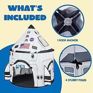 JOYIN Rocket Ship Play Tent Pop up Play Tent Kids Indoor Outdoor Spaceship Playhouse Tent Set