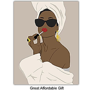 Black Art - African American Bathroom Decor - African American Women, Woman - Afro Wall Art - Black Culture - Guest Bath, Powder Room, Restroom Sign - Aesthetic Minimalist Decorations, Accessories
