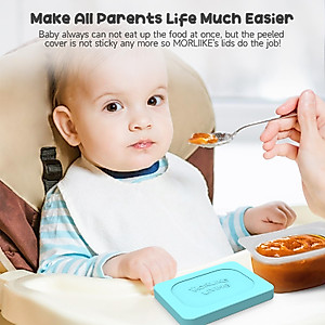Morlike Baby Food Lids Compatible with Gerber Food Containers, Silicone Container Lid for Baby Food Storage, Reusable and Dishwasher Safe, BPA Free - Lids Only (4 Pack, 4 Color)
