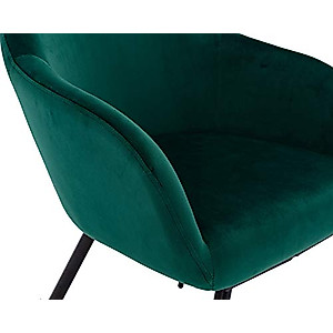CIMOTA Dark Green Arm Chair Upholstered Accent Chair Velvet ArmChiar Comfy Leisure Side Chair Makeup Vanity Chair for Living Room Bedroom Dining Room