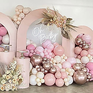 RUBFAC White Sand Balloons Different Sizes 105pcs 5/10/12/18 Inch White Cream Balloon Garland Kit for Wedding Baby Shower Birthday Party Supplies Bridal Shower Decorations