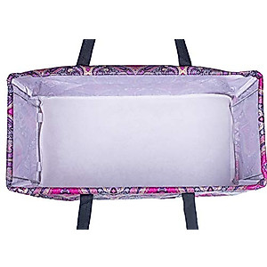 Wireframe Utility Retro Purple Paisley 23 x 12 Fabric and Wire Tote Handbag