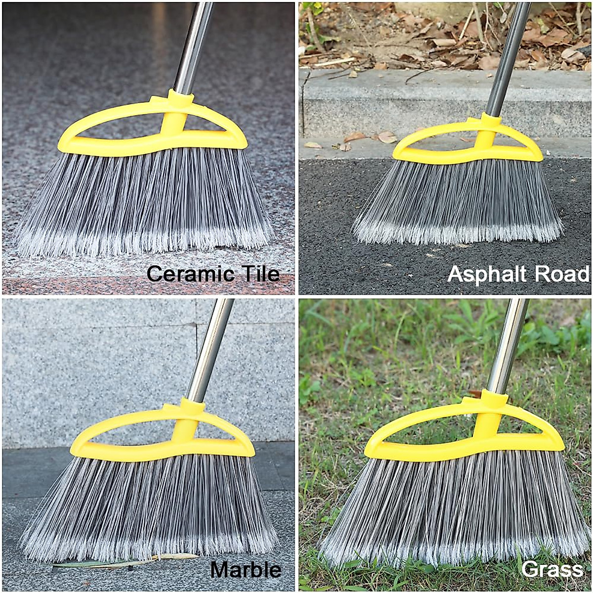 Gloffer Outdoor Angle Broom Heavy Duty with Long Handle Stiff Bristles for Garage Garden Commercial and Industrial