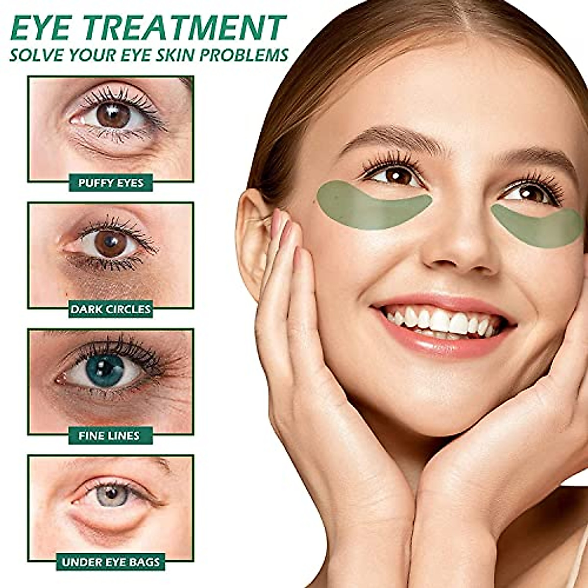 VANELC Eye Mask,Under Eye Patches with Collagen Seaweed,Eye Gel Treatment Masks For Dark Circles , Under Eye Bags Treatment, Natural Eye Masks for Puffy Eyes, Under eye Dark Circles,Anti-Wrinkle
