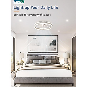 LEDIARY Low Profile Ceiling Fans with Lights, Flush Mount Modern Ceiling Fan and Remote Control, 19.7" LED Bladeless Ceiling Fans, Stepless Dimmable 3 Colors and 6 Speeds - White