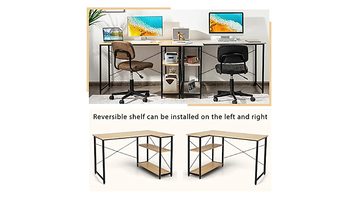 Tangkula 48" L-Shaped Computer Desk - Space Saving Design
