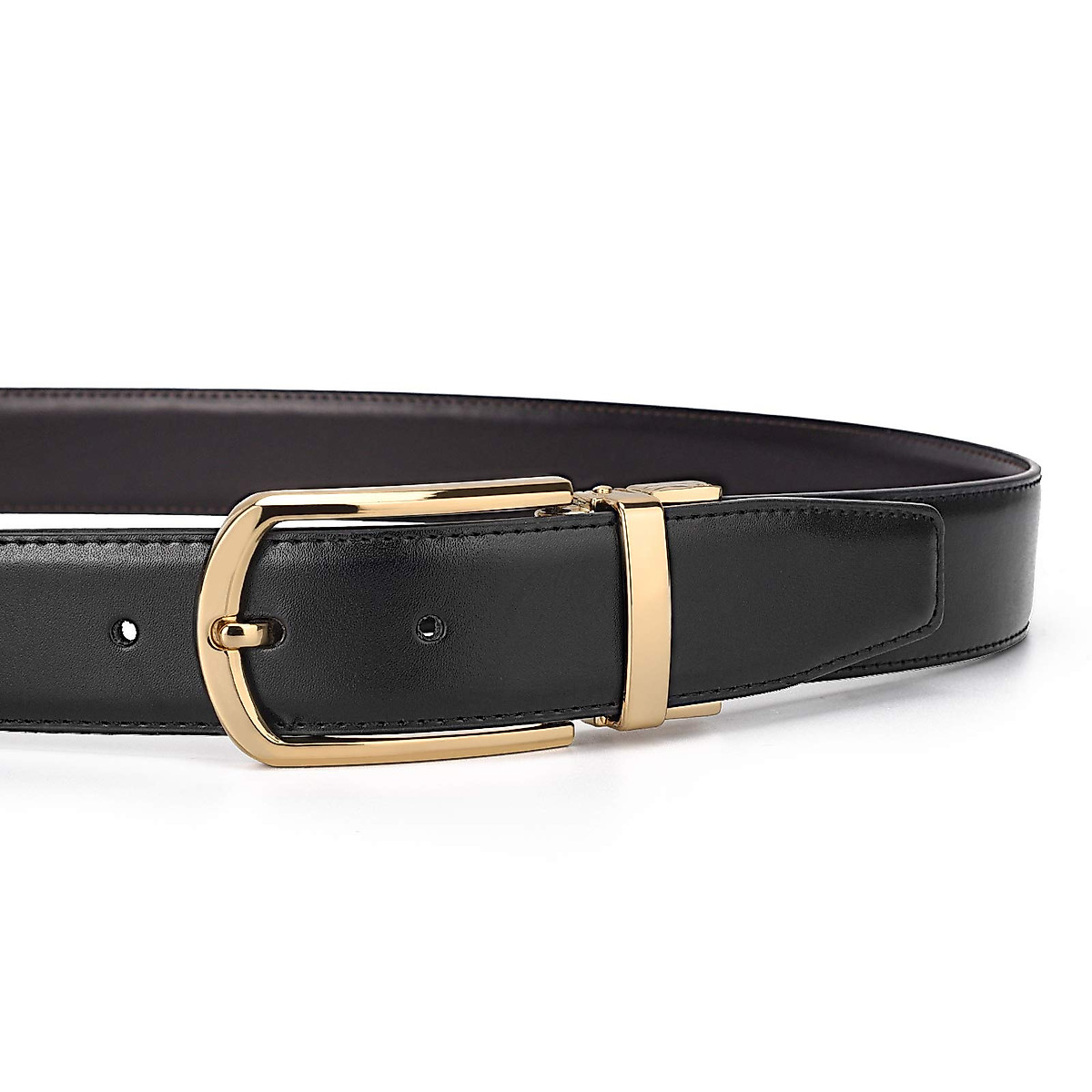 PlusZis Reversible Leather Belts For Men Big and Tall 28"-87" Trim To Fit With Gift-Box