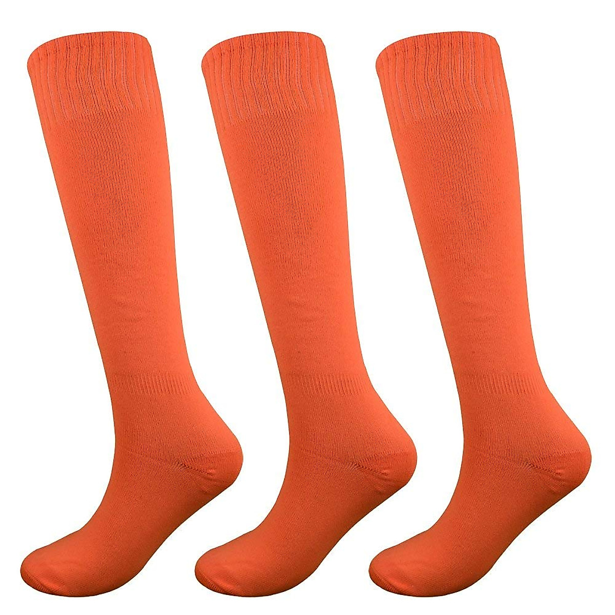 Fitliva Neon Orange Tube Socks Halloween Socks Softball Uniform (3Pack-Orange)
