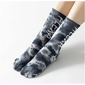 EGEN Dye Tie Yoga Socks for Women Man Novelty Print Non Skid Socks Non Slip Grip for Pilates Barre Ballet Sport (Black)