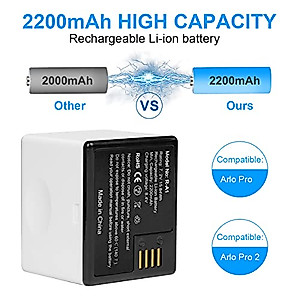 Mrupoo Batteries (2-Pack) Compatible with Arlo Pro, Arlo Pro 2 / Rechargeable 7.2V Upgraded Lithium Li-ion Batteries Pack