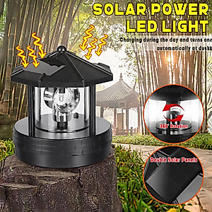 VLUOO Lighthouse Solar Lights 360 Degree Rotating Lighthouse Beacon Led Solar Lighthouse Light Outdoor Waterproof Led Solar Powered Lighthouse Garden Decor for Outside